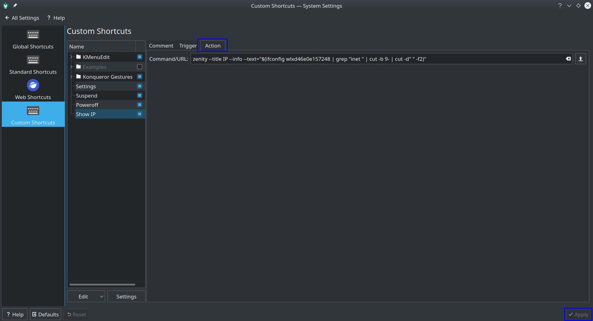 Displaying Local/Global IP using Shortcut Key for KDE. - TREND OCEANS