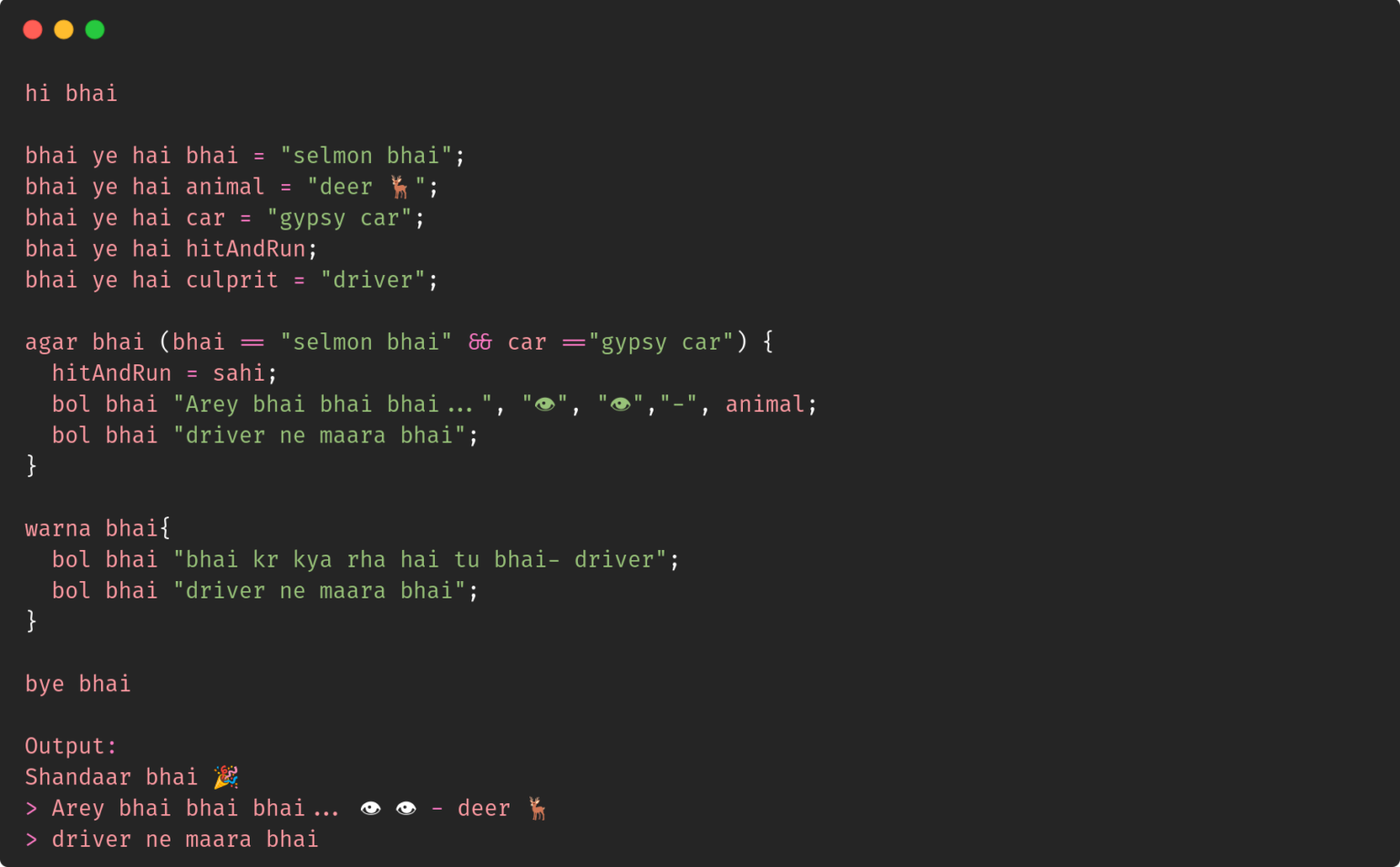 BhaiLang: A toy programming language syntaxes use Hindi slang - TREND ...